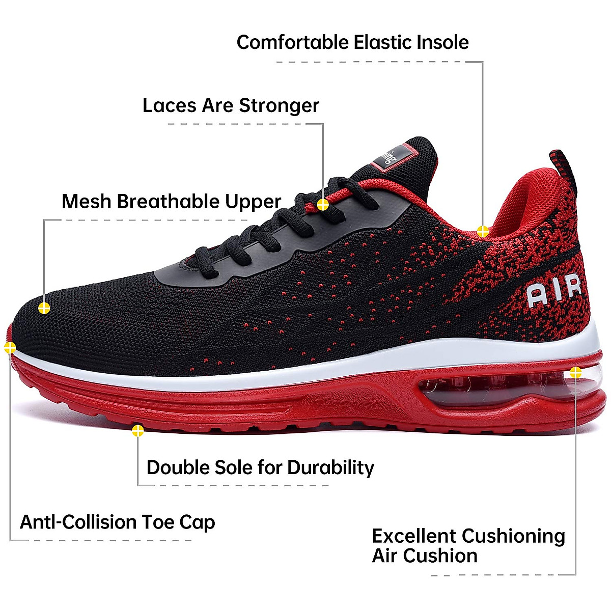 Autper Mens Air Athletic Running Tennis Shoes Lightweight Sport Gym Jogging Walking Sneakers(Redblack US 10.5)