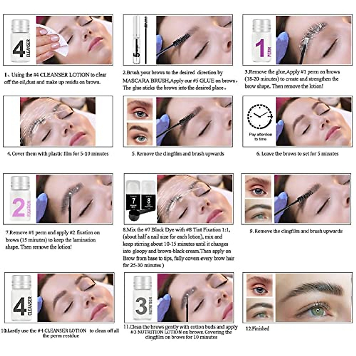 Brow Lamination Kit 4 in 1 | Black, SUNSENT Lash Lift Kit Eyelash Lift Kit, Instant Eyelash and Eyebrow Quick Perm Lift For Eyelash Growth 12-weeks Long Lasting, KERATIN Safe Use for Home Salon