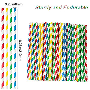 Plastic Straw Dispenser 100 Pcs Drinking Straw Organizer Container with Stainless Steel Lid Transparent Drinking Straw Holder Disposable Drinking Striped Paper Straws