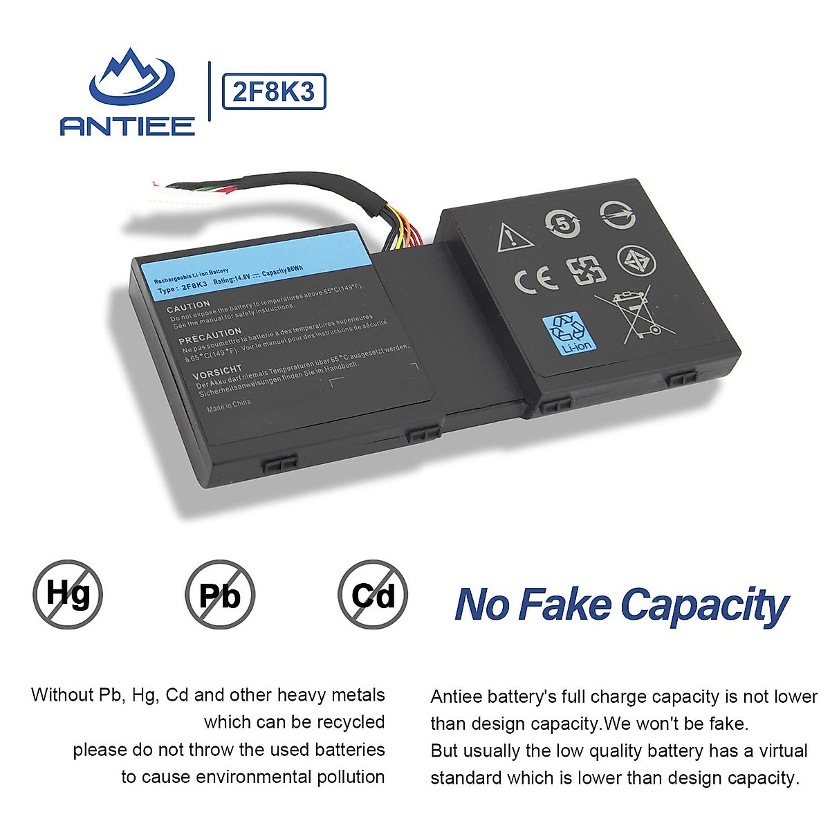 ANTIEE 2F8K3 Laptop Battery for Dell Alienware 17 R1 17X M17X-R5, Alienware 18 R1 18X M18X-R3 Series P18E P18E001 P19E P19E001 02F8K3 G33TT KJ2PX 0KJ2PX 0G33TT 0NU209 451-BBCB 86Wh - with Tools