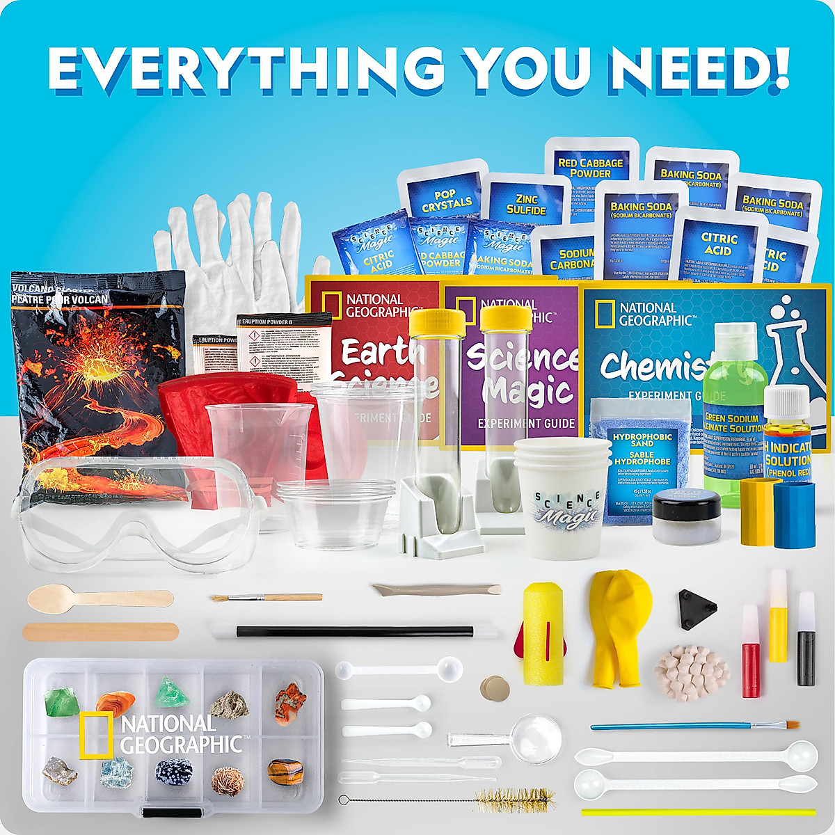 NATIONAL GEOGRAPHIC Mega Science Lab - Science Kit Bundle Pack with 75 Easy Experiments, Featuring Earth Science, Chemistry, and Science Magic Activities for Kids
