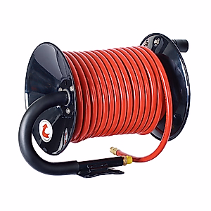 ReelWorks Air Hose Reel Tool Retractable Hand Crank 3/8" Inch x 100' Feet 300 PSI / 20 BAR Heavy Duty Steel Construction (Hose Not Included)