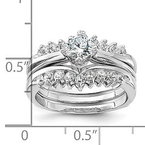 IceCarats 925 Sterling Silver Cubic Zirconia CZ Wedding Band Engagement Ring Bridal Jewelry Set