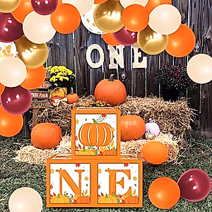 Little Pumpkin First Birthday Fall Party Decorations Balloon Boxes 1st Birthday Boxes Blocks for Fall Themed Thanksgiving Holiday Birthday Party Supplies Cake Smash Photo Props Backdrop