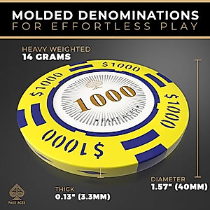 FAKE ACES Black Series 500 Poker Chip Set - Casino-Grade 14g Clay Poker Chips, Texas Holdem, Poker Accessories, Poker Set, Poker Chip Set