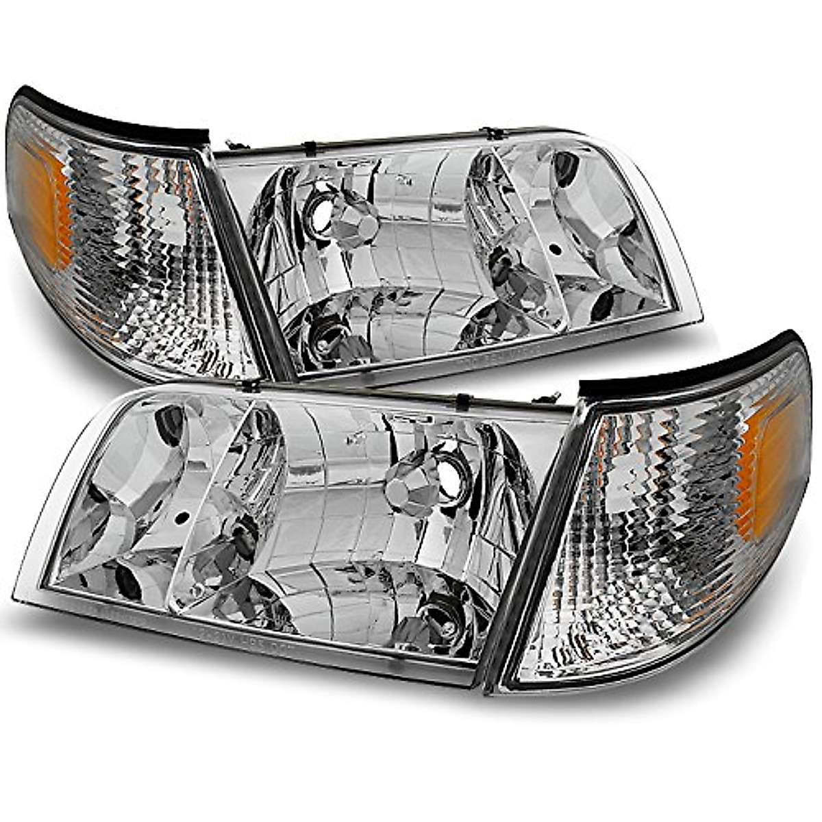 AKKON - For Ford Crown Victoria Clear Replacement Headlights W/Corner Lamps 4pc Left + Right Pair Set