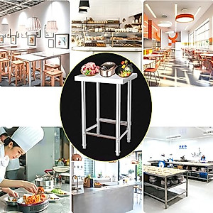 Single Tier Stainless Steel Work Table Commercial Multifunctional Preparation Table Kitchen Utility Open Storage Rack Metal Table Sturdy and Stable with Stainless Steel Adjustable Feet