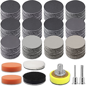 187 Pieces 1 Inch Sanding Disc, GOH DODD Hook and Loop Sanding Pads 60 to 10000 Wet Dry Sandpaper with 1/8" 1/4” Shank, Backing Pad, Polishing Pads and Interface Pad for Drill Grinder Rotary Tools