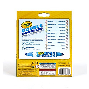Crayola Dual-Tip Washable Markers, Broad Line & Chisel Tip, 10 Count