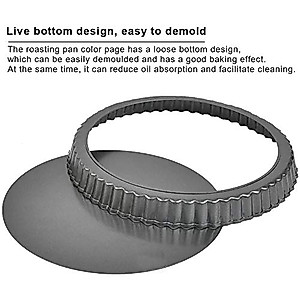 RICHSC-PAN Tart Pan, 9 Inch Tart Pans, Non-Stick Removable Loose Bottom Carbon Steel 9In Tart Pan, The 9.5 Inches at the Top and 9 Inches at the Bottom, With a Depth of 1.1 Inches.