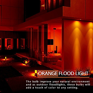 LOXYEE PAR38 Flood Orange Light Bulb,2 Pack-Dimmable,E26 Base Orange Flood Light Outoor(20W Replace to 200W),Orange Light Bulb for Outside,Halleween,Orange Decor,Christmas,Holiday Lighting.