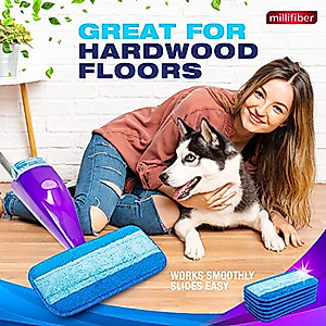 Millifiber Reusable Mop Pads Compatible with Swiffer WetJet (2 Pack) - Microfiber Mop Refill for Wet Mopping Cloths - Hardwood Floor Cleaning Spray Mop Pads Reusable Replacements