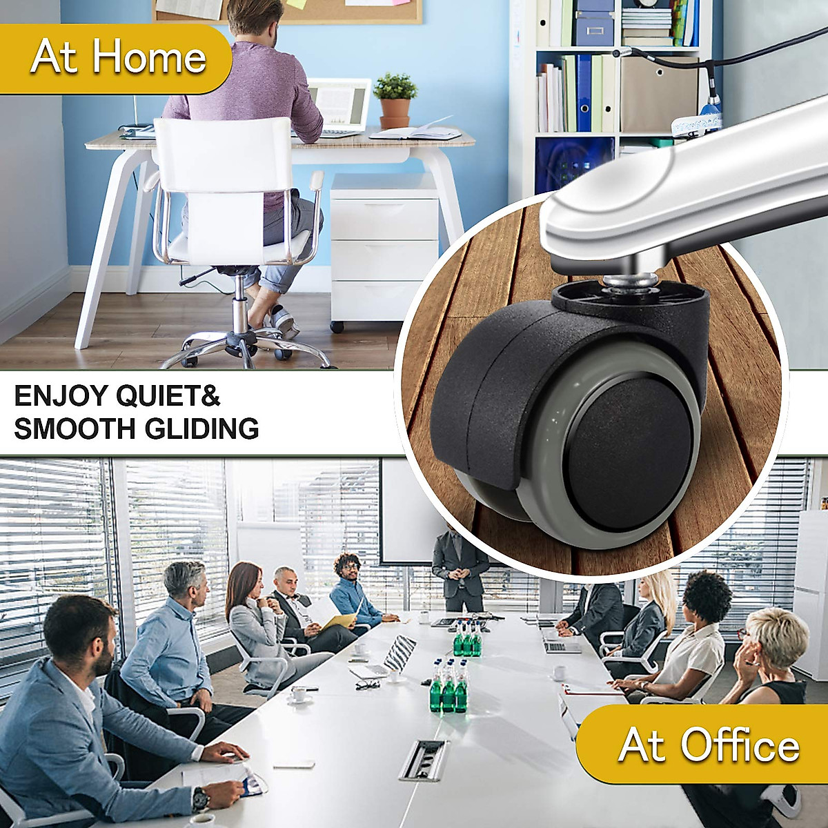 Office Chair Wheels Replacement for IKEA Chairs, 10mm Stem (Set of 5), PChero 2" Heavy Duty Swivel Polyurethane Casters for IKEA Chair Furniture Accessories, Protection for Hardwood Floors Carpet