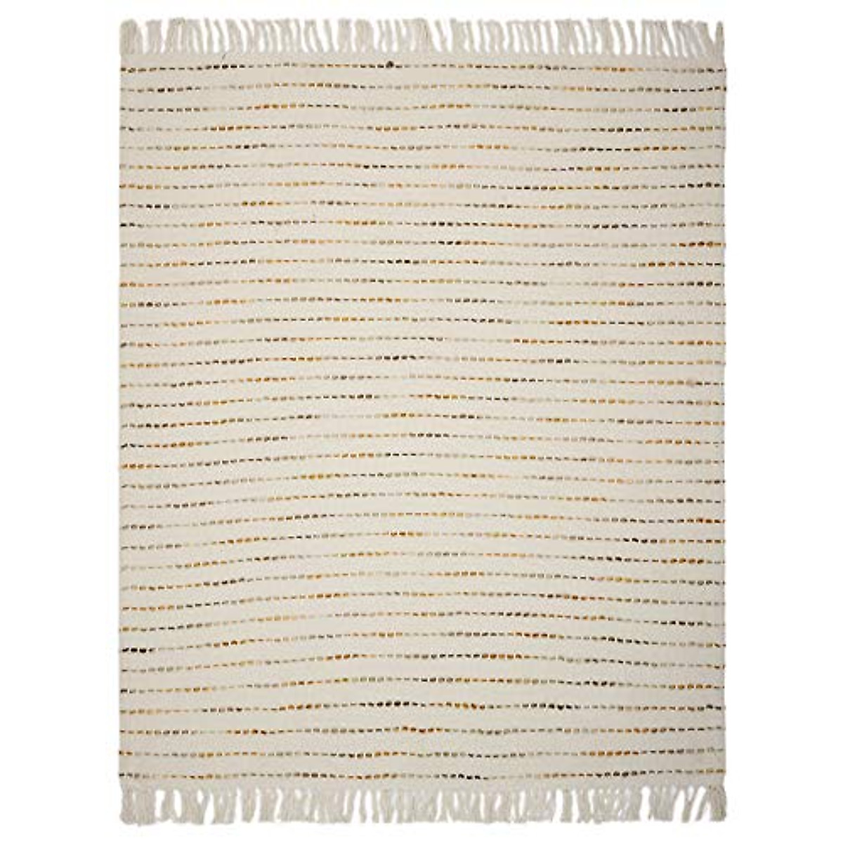 LR Home Soft Luxury Handmade Boho Striped Throw Blanket with Fringe 50" x 60"