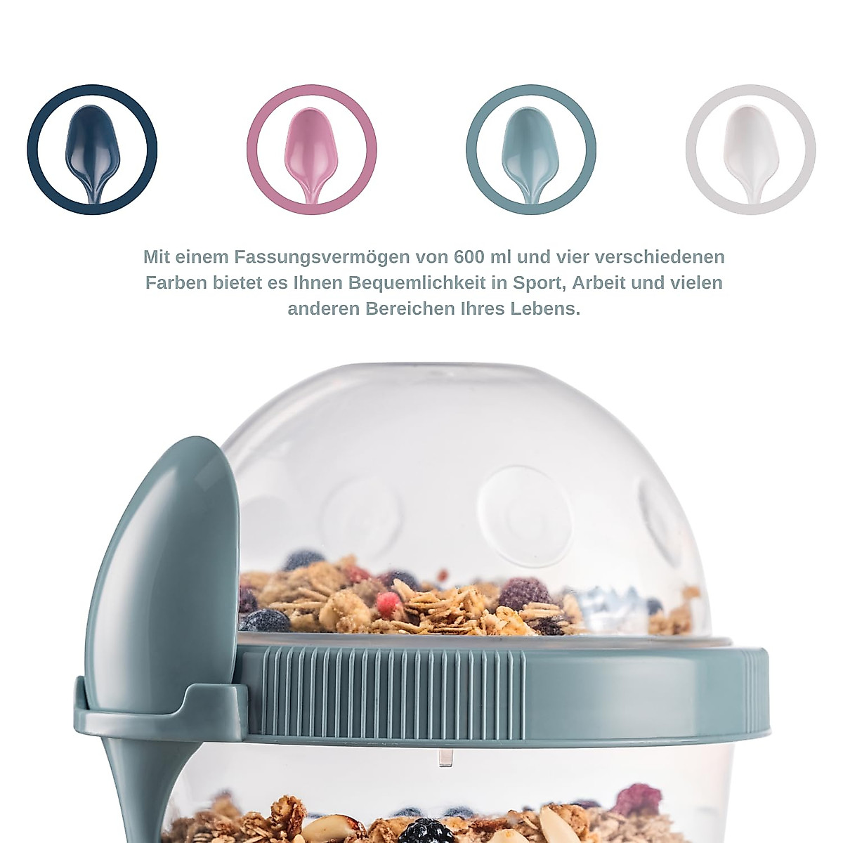 IDOBY Overnight Oats Containers With Lids & Spoon, Meal Prep Yogurt Containers, Parfait Cups With Lids, Large Capacity Crunch Cup, 20 Oz BPA Free Reusable Cups(Set Of 4)