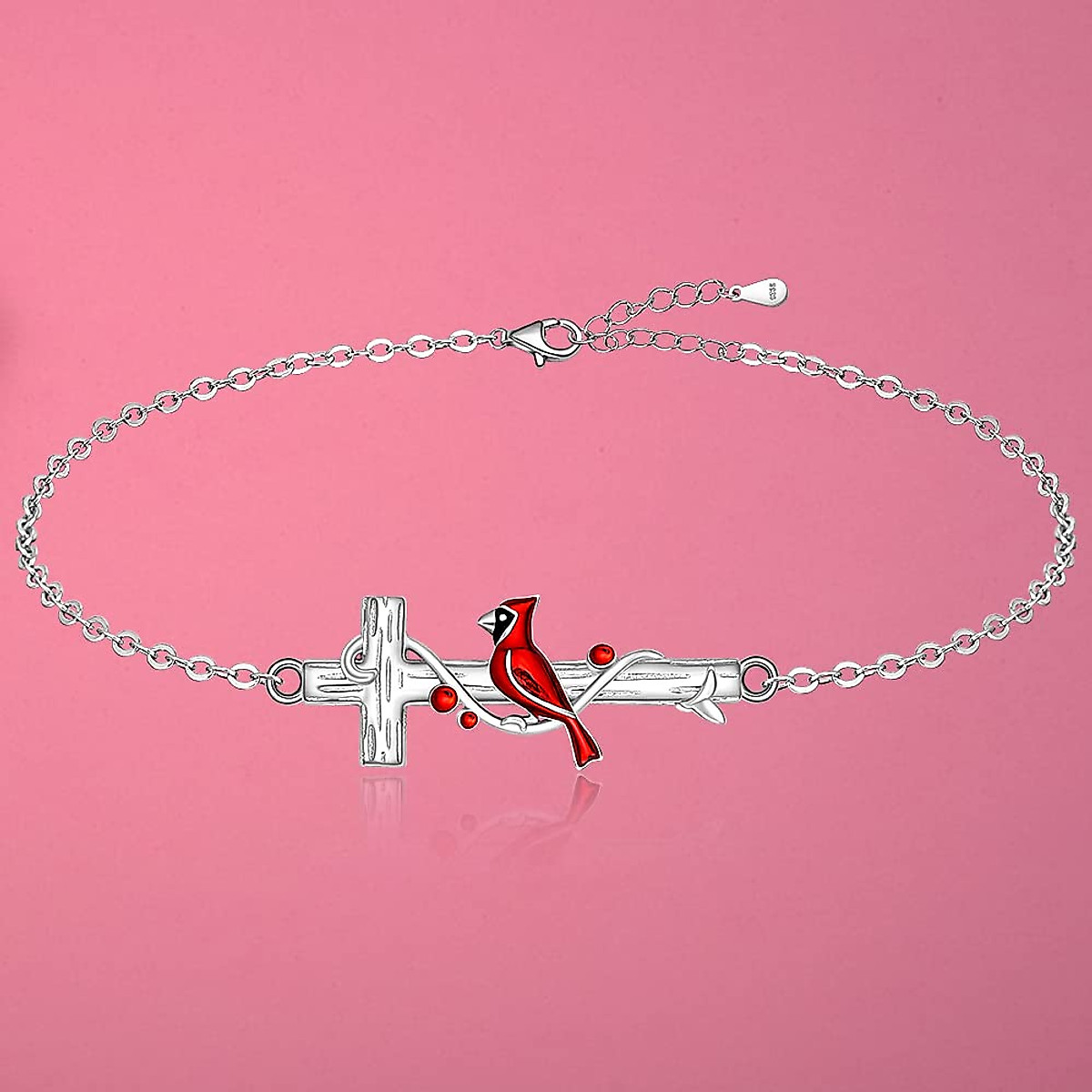 Cross Red Cardinal Bracelet for Women Memorial Cardinal Appear When Angels Are Near Cardinal Bracelets Cute Bird Sympathy Jewelry Gifts for Loss of Loved One