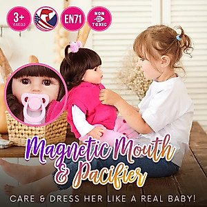 DOLLHOOD Reborn Baby Dolls - 18-Inch Realistic Baby Doll with Complete Baby Doll Accessories - Lifelike, Soft Silicone Newborn Girl Doll with Movable Arms and Legs - Comes with a Birth Certit