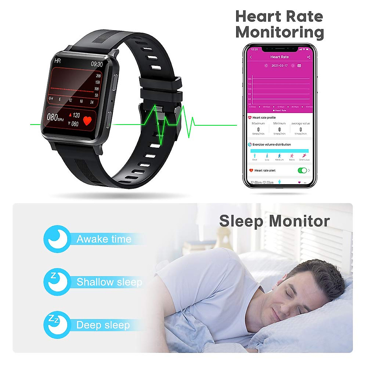 Smart Watch with Call, 2023 Smartwatch for Android Phones/iPhone (30D+ Standby,Music Storage/Player) IP67 Waterproof Fitness Tracker, AMOLED Full-Touch Screen Smartwatch with Heart Rate/Sleep Monitor