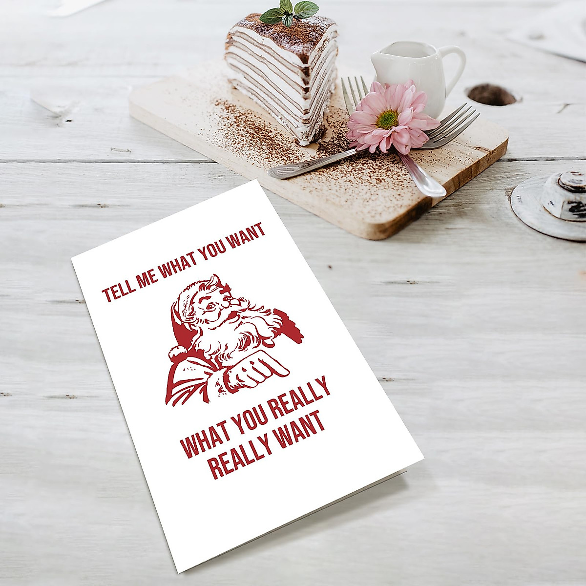 Supoeguk Funny Christmas Card for Men Women, Happy Holiday Card for Friends Family, Cool Santa Card for Him Her, Tell Me What You Really Want