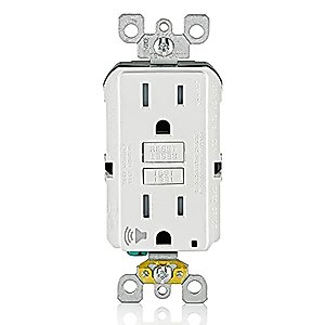 Leviton GFTA2-W SmartlockPro Self-Test Slim GFCI with Audible Trip Alert, Wallplate Included, 20 Amp, White