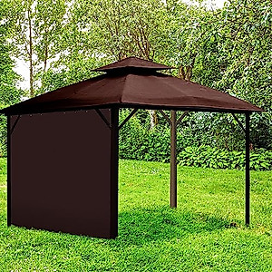 AONEAR Gazebo Privacy Curtain with Zipper Side Wall Universal Replacement for 10' x 12' Gazebo, Patio, Outdoor Canopy, Garden and Backyard, Coffee Brown (1-Panel Curtain Only)