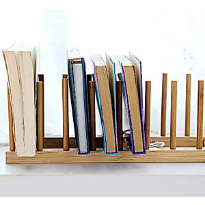 Lawei Set of 6 Bamboo Dish Rack - 3/6/8 Slots Wooden Plate Rack Stand Pot Lid Holder Dish Drying Rack for Dish, Bowl, Cup, Cutting Board and More