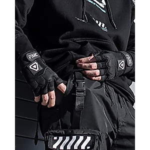 Fabric of the Universe Tactical Fingerless Logo Gloves (Black TR-55, Medium)