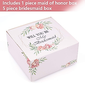 36pcs Bridesmaids Proposal Gift Set 6 Bridesmaid Proposal Boxes,6 Love Knot Bracelet with 6 I Can't Tie The Knot Card and 18 No Crease Hair Ties