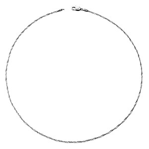 AmyRT Jewelry 2mm Titanium Steel Silver Singapore Chain Necklaces for Women 20 in