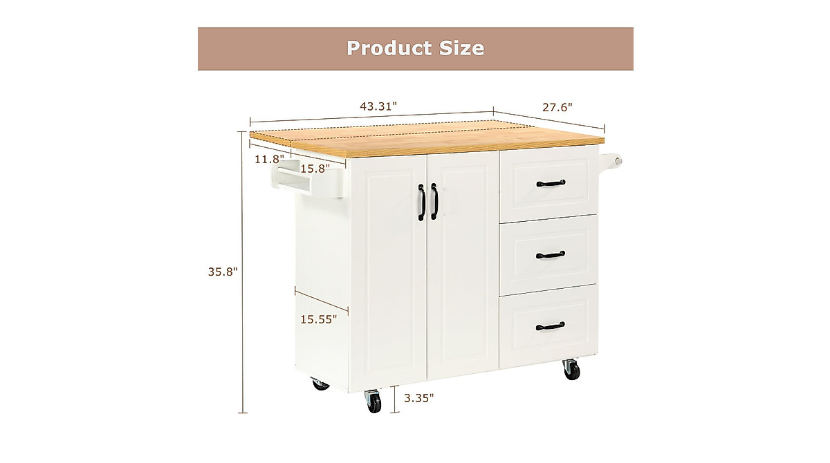 4 EVER WINNER Kitchen Island Cart - Versatile & Stylish