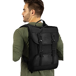 Under NY Sky Knife Bag - 14 Knife Slots, 1 Zipped Pocket for Kitchen Utensils, Large Pocket for Notebooks - Expandable - Sturdy Nylon Backpack (Black)