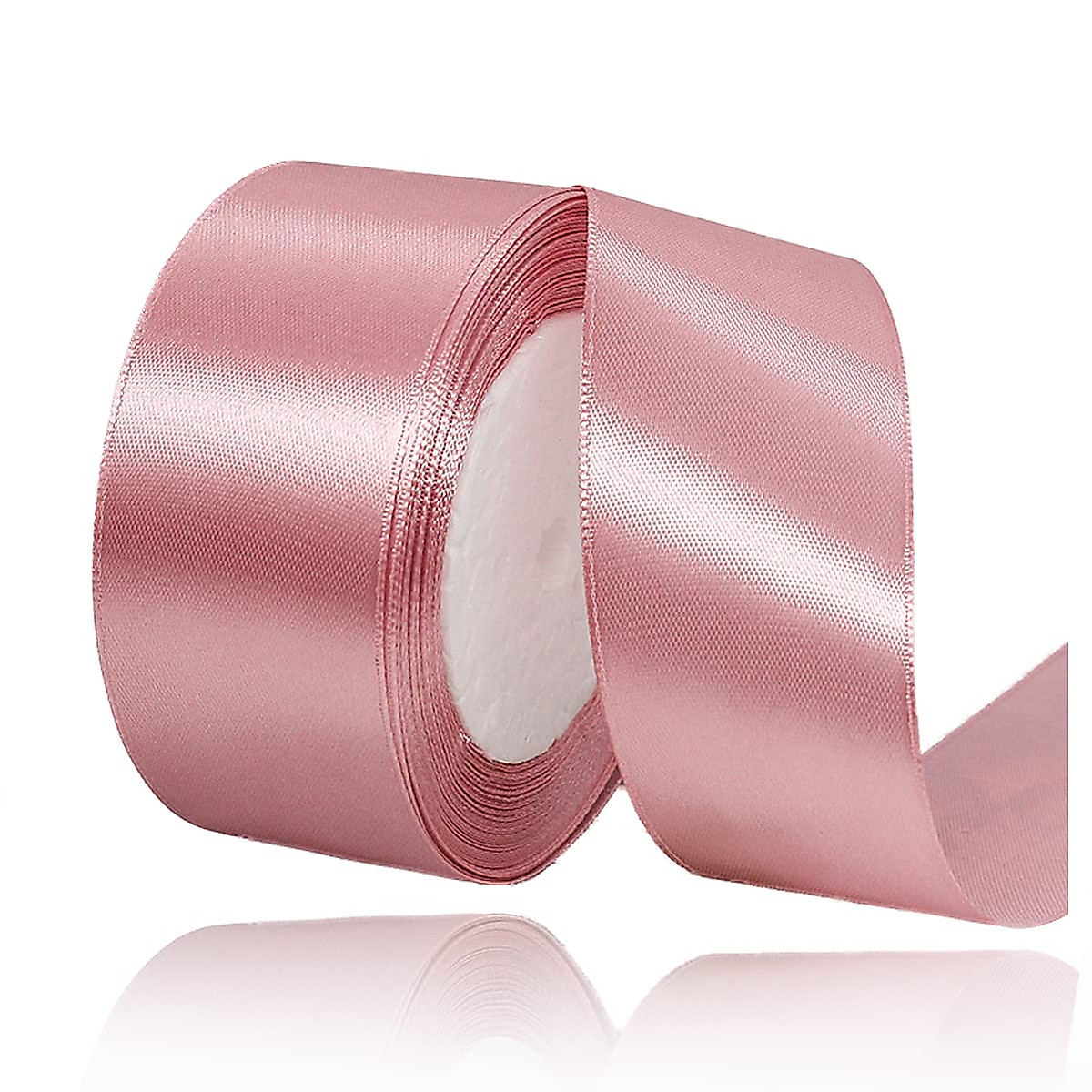 Rose Gold Ribbon 1-1/2 Inch x 25 Yards, Rose Pink Satin Fabric Silk Ribbon for Gift Wrapping, Hair Bows Making, Floral Bouquets, Wreaths, DIY Sewing Projects, Wedding, Baby Shower and Handmade Trims