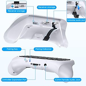 Keyboard for Xbox Series X/S, One/One X/S, Elite one/2 Controller, Wireless Chatpad Gaming Keypad with USB Receiver and Speaker, 3.5mm Audio Jack Accessories for Xbox (Controller Not Included), White