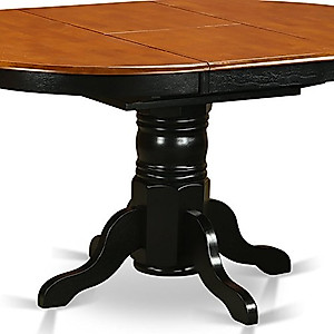 East West Furniture AVT-BLK-TP Avon Kitchen Dining Table - an Oval Wooden Table Top with Butterfly Leaf & Pedestal Base, 42x60 Inch, Black & Cherry