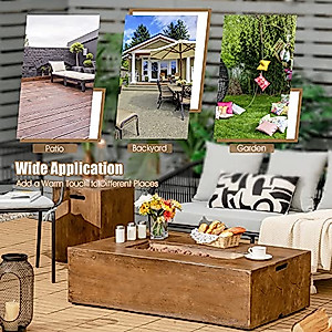 Toolsempire 48in Fire Table 50,000 BTU Outdoor Propane Fire Pits Wood-Like Fireplace with Waterproof Cover, Lava Rock, Stainless Steel Burner & Easy Ignition System for Patio, Outside, Party, Garden