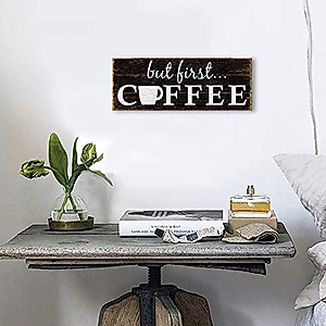 Kas Home Inspirational Quotes Motto Canvas Wall Art,Coffee Prints Signs Framed,Retro Artwork Decoration for Bedroom,Living Room,Office & Home Wall Decor (6 x 16 inch, Coffee)