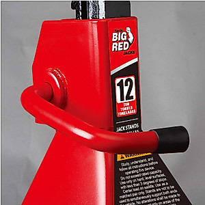 BIG RED T41202 Torin Steel Jack Stands: 12 Ton (24,000 lb) Capacity, Red, 1 Pair