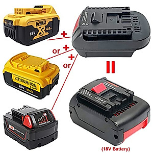 Battery Adapter for Bosch 18V Lithium-Ion Cordless Tool, Compatible with Dewalt 18V 20V Max/Milwakee M18 18V Li-ion Battery Convert to Bosch 18V Compact Lithium Battery BAT608 BAT609 BAT612 BAT618