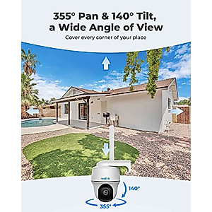 REOLINK 4G LTE Cellular Security Camera Outdoor, Pan Tilt, Wireless Solar Powered, 2K HD Night Vision, 2-Way Talk, Smart Person/Vehicle Detection, No WiFi, Go PT Plus with Solar Panel -US Version