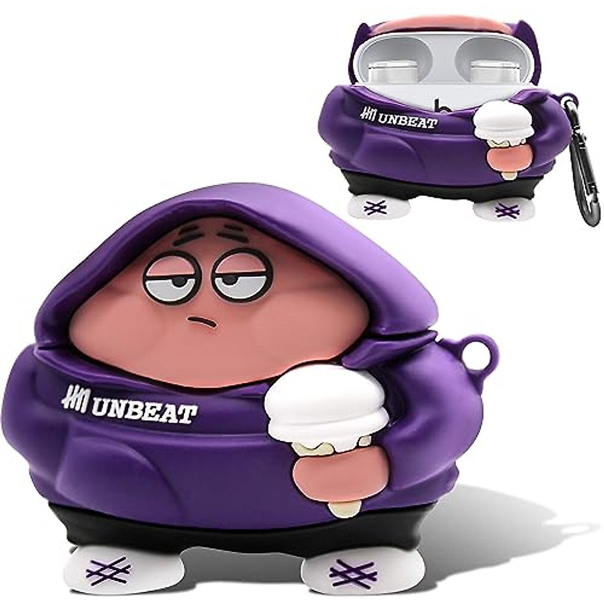 LDSXAY Beats Studio Buds/Buds + Case Cover, 3D Cute Funny Cartoon Character Silicone Protective Skin Cover for New Beats Studio Buds + Wireless Earbuds Case with Keychain Accessories (Purple)