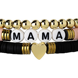 SHAKLAK Love Sadie Pack of 3 Trendy Bracelets - Universal Size Handmade Colorful Bracelets, Stackable and Layer-able, Mix and Match Summer Bracelets, MAMA Collection