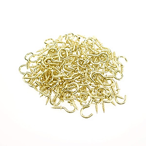 Kukiwhy Mini Ceiling Screw Hooks, 200 Pieces 3/4 Inch Cup Hooks Screw-in Hooks for Hanging Plants Mug Arts Decorations，Gold