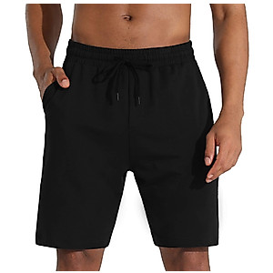 Men's Lounge Shorts with Deep Pockets Loose-fit Cotton Jersey Shorts for Running,Workout,Training, Basketball (605 Black, X-Large)