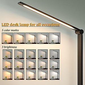 Dott Arts LED Desk Lamp, Touch Control Desk Lamp with 3 Levels Brightness, Dimmable Office Lamp with Adjustable Arm, Foldable Table Desk Lamp for Table Bedroom Bedside Office Study, 5000K, 8W, Black