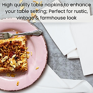 Linen Hub Cloth Dinner Napkins 17x17 - Perfect Everyday Use Cloth Napkins - Soft Absorbent Washable Cotton Napkins - Ideal for Farmhouse Wedding Party Christmas Easter - 100% Cotton Napkins White