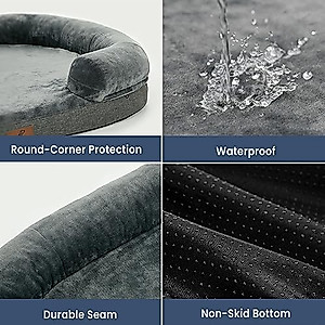 Yiruka Dog Beds for Medium Dogs, Washable Dog Bed with Removable Cover, Orthopedic Dog Bed with Egg-Crate Foam, Waterproof Dog Bed Nonskid Bottom, Pet Bed Medium Dog Bed