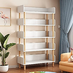 Gdrasuya10 5 Tier Tall White Bookshelf Bookcase, Free Standing Bookshelf Bookcase Open Book Shelves Modern Bookcase Display Storage Organizer for Bedroom Living Room