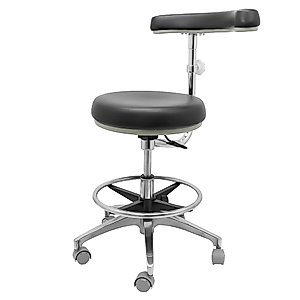 Adjustable Dental Assistant Chair Stool 17”-21‘’ Height with Adjustable Footring and Heavy Base for Dental Labs Exam Rooms