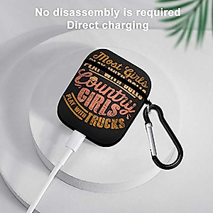 Country Girls Play Trucks Airpods Case Cover for Apple AirPods 2&1 Cute Airpod Case for Boys Girls Silicone Protective Skin Airpods Accessories with Keychain