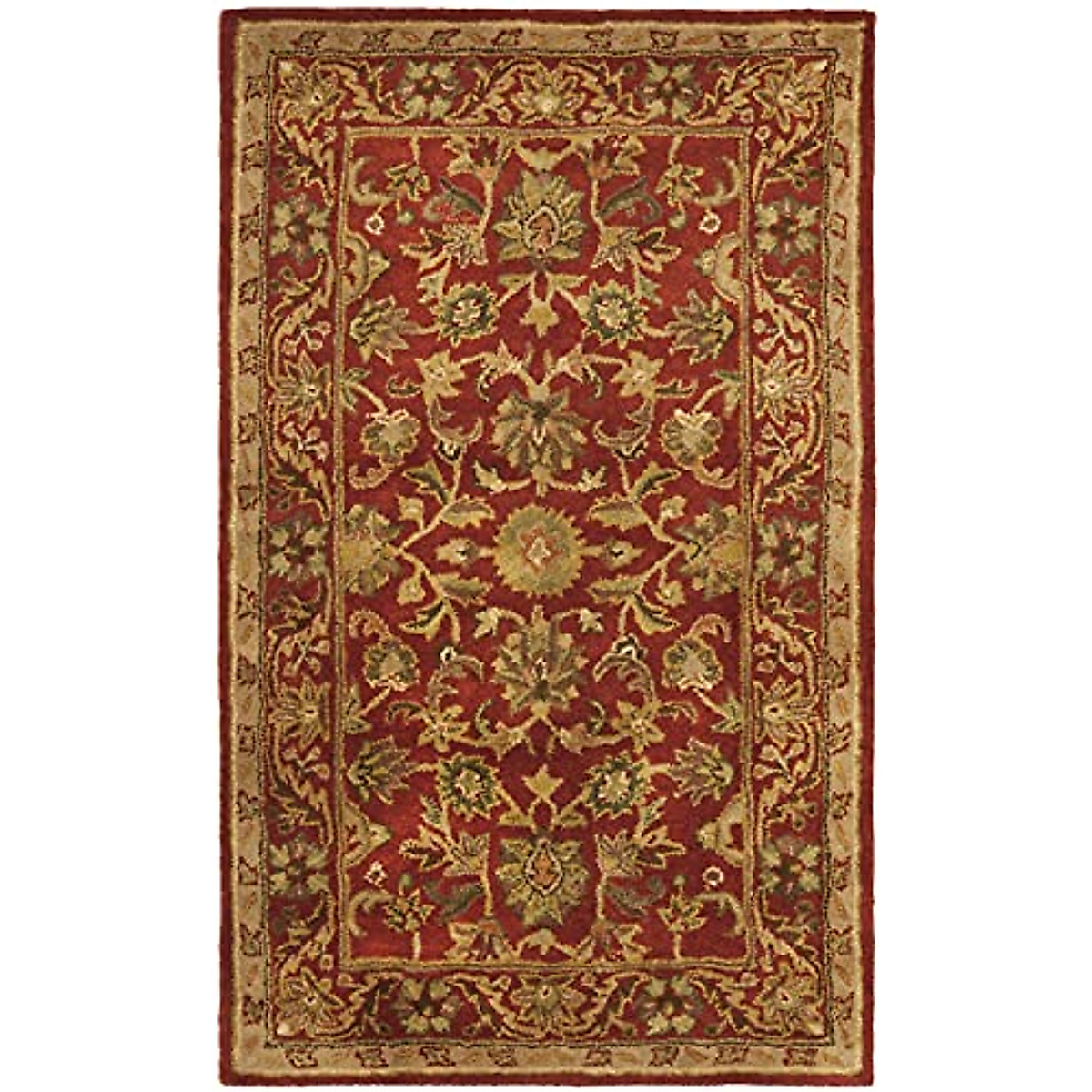SAFAVIEH Antiquity Collection 2'3" x 4' Red / Red AT52E Handmade Traditional Oriental Premium Wool Accent Rug